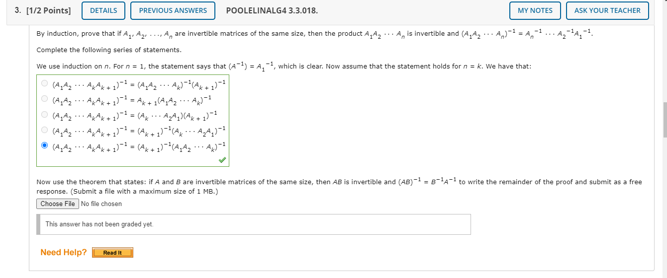 Solved 3. [1/2 points) DETAILS PREVIOUS ANSWERS POOLELINALG4 | Chegg.com