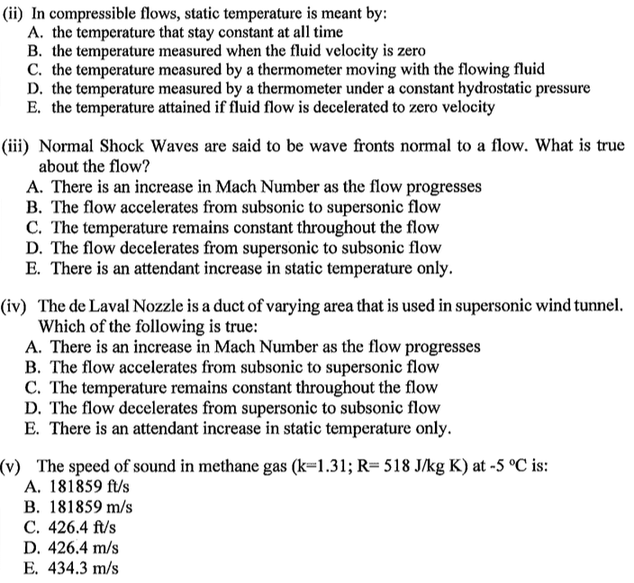 Solved (ii) In compressible flows, static temperature is | Chegg.com