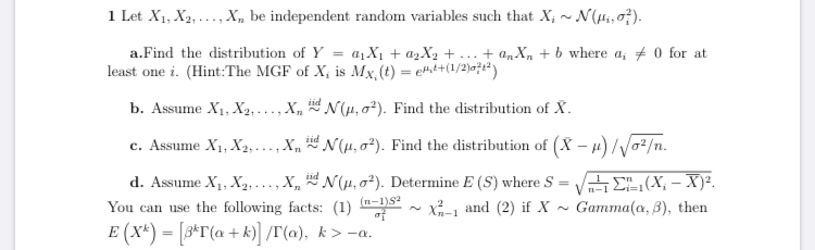 Solved 1 Let X1, X2, ..., X, be independent random variables | Chegg.com
