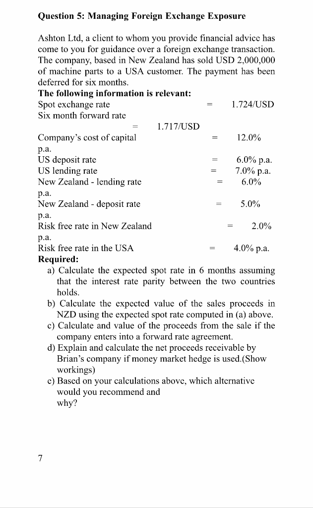 Solved A Calculate The Expected Spot Rate In 6 Months Chegg