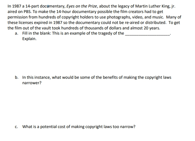 Solved In 1987 a 14-part documentary, Eyes on the Prize, | Chegg.com