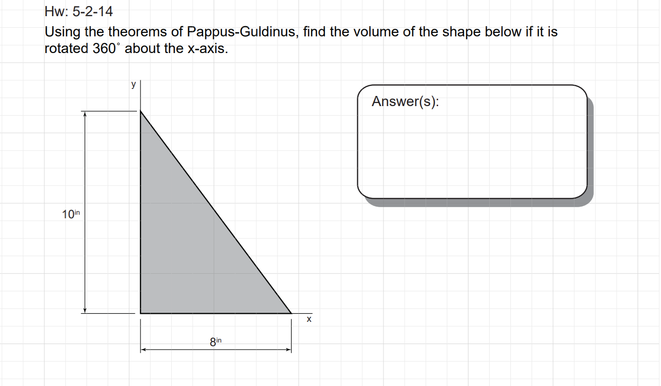 Solved Hw: 5-2-14 Using the theorems of Pappus-Guldinus, | Chegg.com
