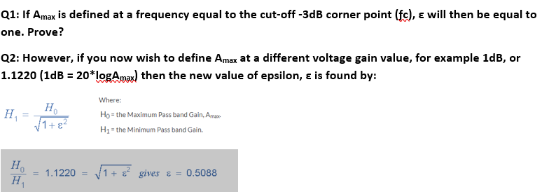 Solved Q1: If Amax is defined at a frequency equal to the | Chegg.com