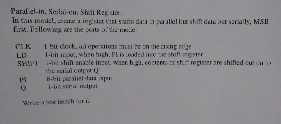 Solved Parallel-in, Serial-out Shift Register. In this | Chegg.com