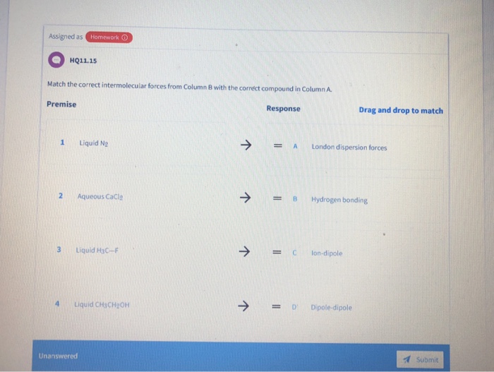 Solved Assigned As Hq11 15 Match The Correct Intermolecular