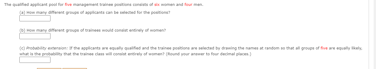 Solved The qualified applicant pool for five management | Chegg.com