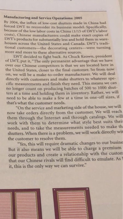 Solved CHAPTER 7 Process Choi CASE STUDY NUFACTURING AND | Chegg.com