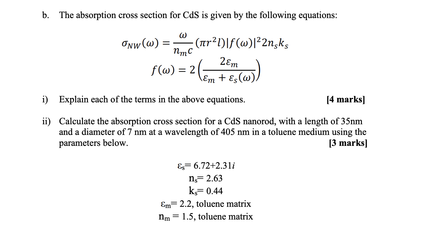 Solved b. The absorption cross section for CdS is given by | Chegg.com