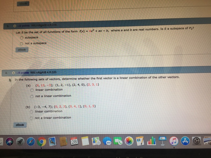 Solved Determine which of the following subsets of M22 form | Chegg.com