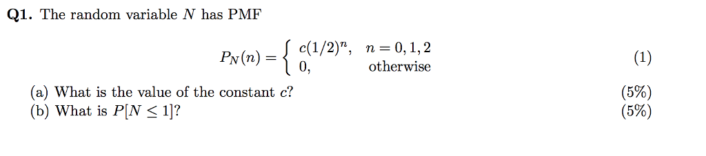 Solved Q1. The random variable N has PMF 0, otherwise (a) | Chegg.com