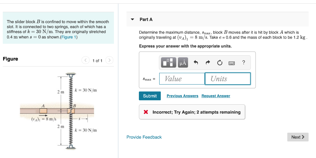 Solved The slider block B is confined to move within | Chegg.com