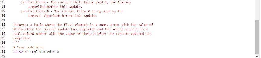 Now you will implement the Pegasos algorithm. For | Chegg.com