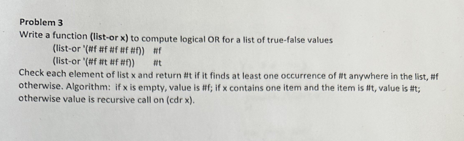 Solved Problem 3 Write A Function List Or X To Compute 
