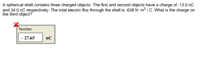 Solved A spherical shell contains three charged objects. The | Chegg.com