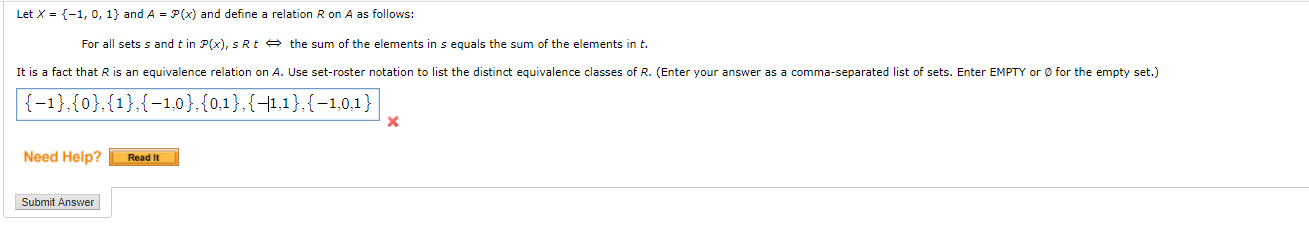 Solved Let X = {-1, 0,1} and A = P(x) and define a relation | Chegg.com