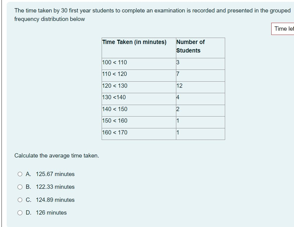 Solved The time taken by 30 first year students to complete | Chegg.com