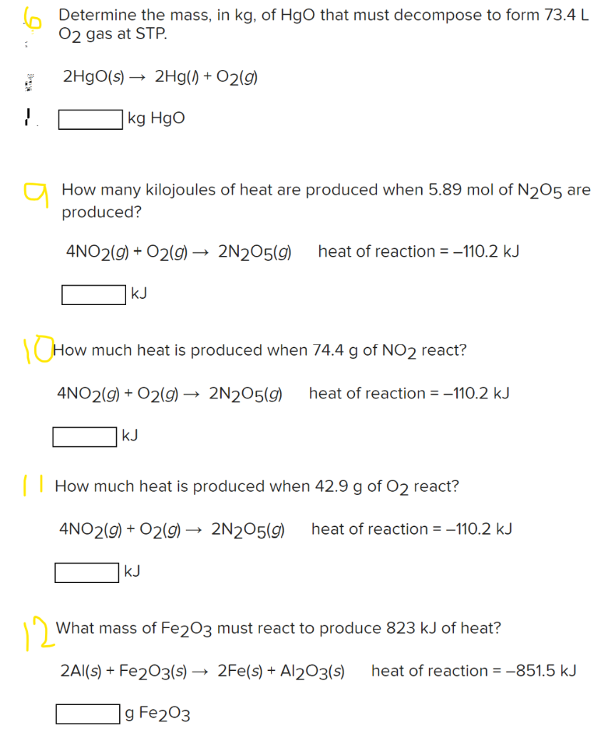 Solved 6 Determine the mass, in kg, of Hgo that must | Chegg.com