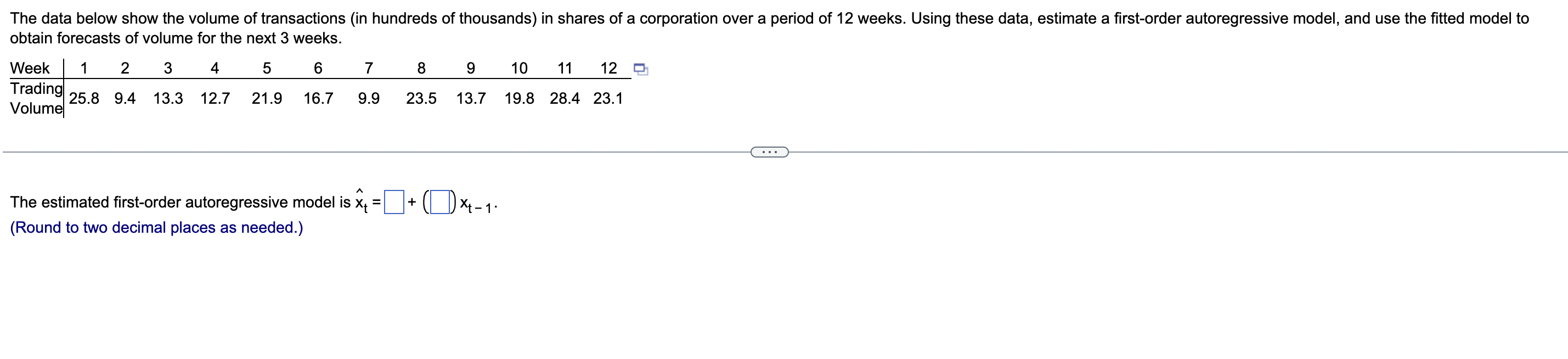 Solved The estimated first-order autoregressive model is | Chegg.com