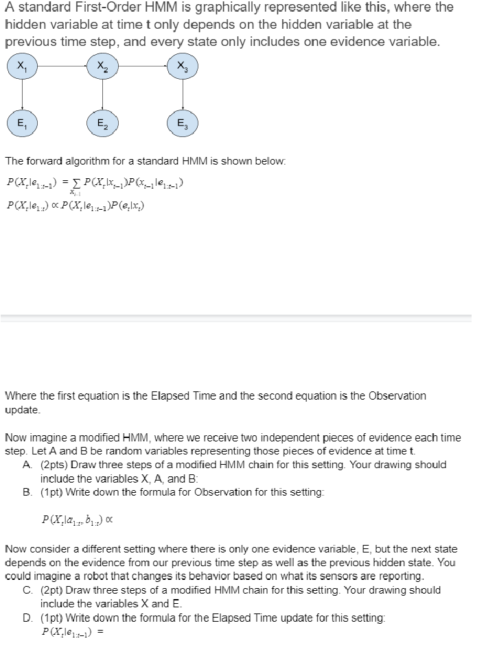 A standard First-Order HMM is graphically represented | Chegg.com