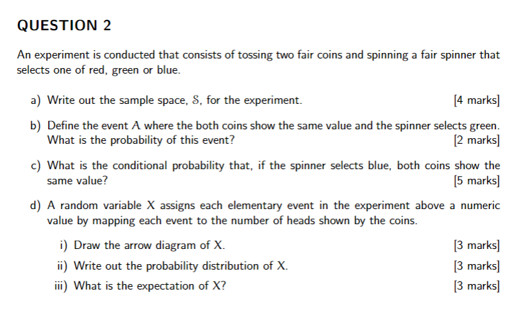 Solved QUESTION 2An experiment is conducted that consists of | Chegg.com