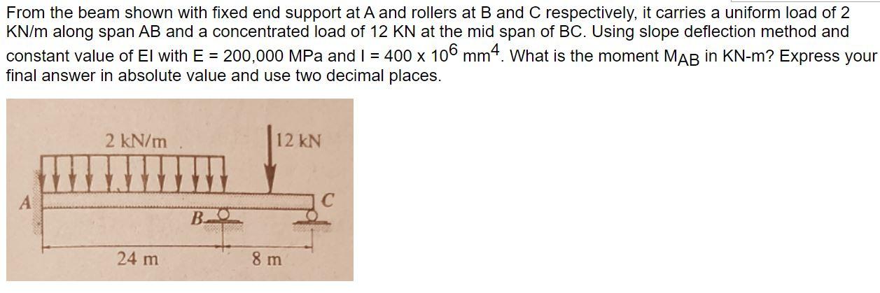 Solved From the beam shown with fixed end support at A and | Chegg.com