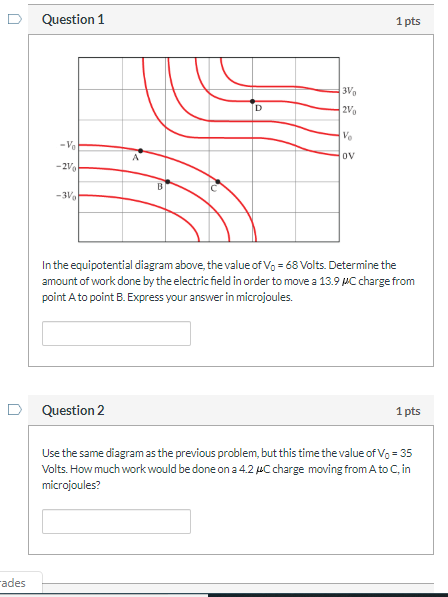 Solved D Question 1 1 pts In the equipotential diagram | Chegg.com