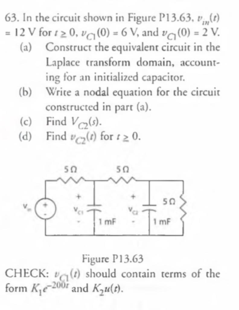 Solved 63. In the circuit shown in Figure P13.63, v(t) =12 V | Chegg.com