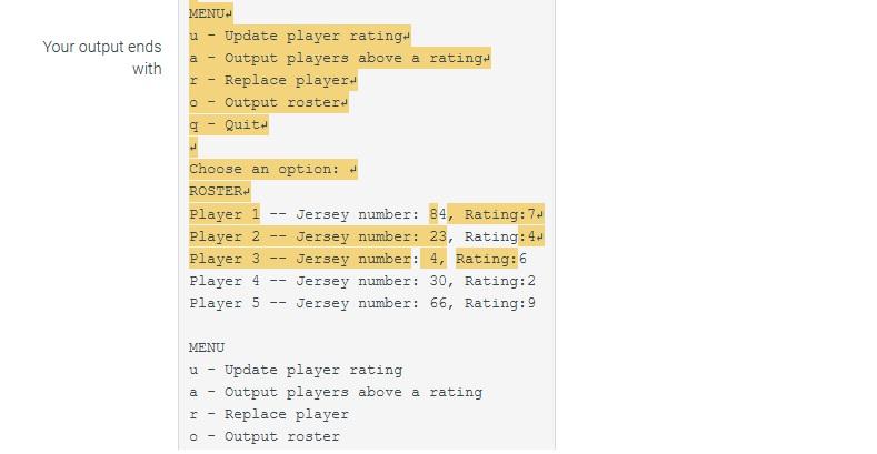 Solved 8.14 LAB*: Program: Soccer team roster This program | Chegg.com