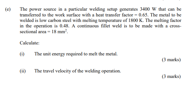Solved (e) The power source in a particular welding setup | Chegg.com
