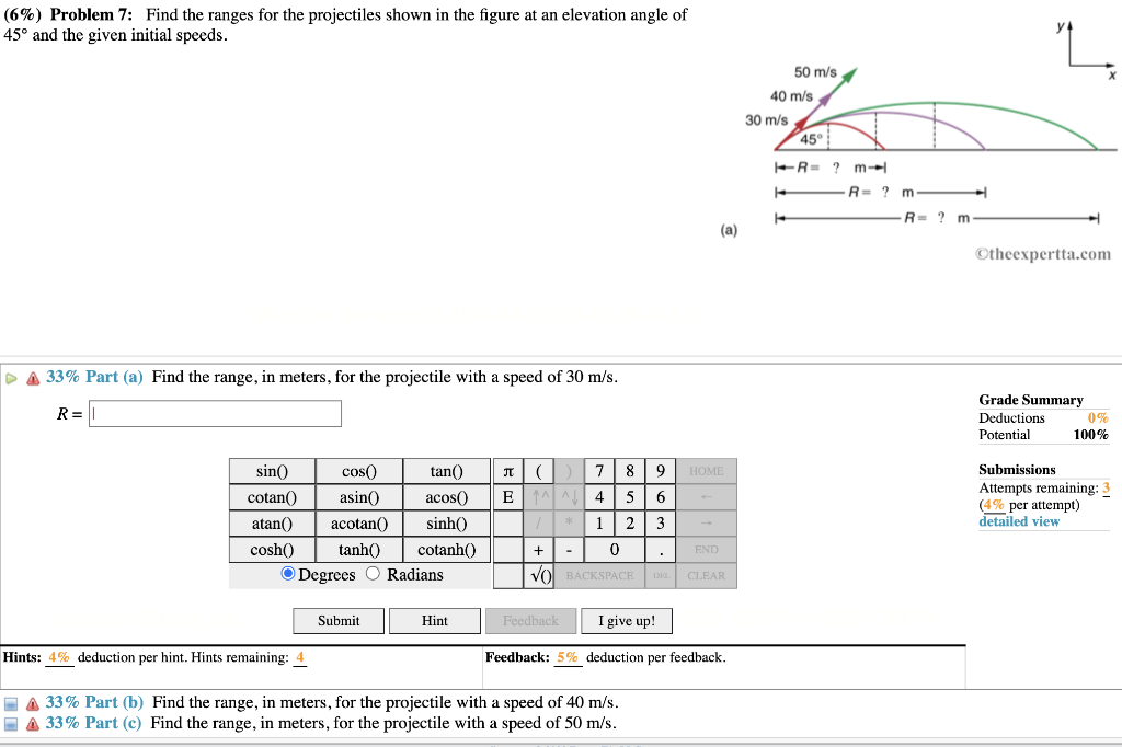 [Solved]: (6 %) Problem 7: Find the ranges for the project
