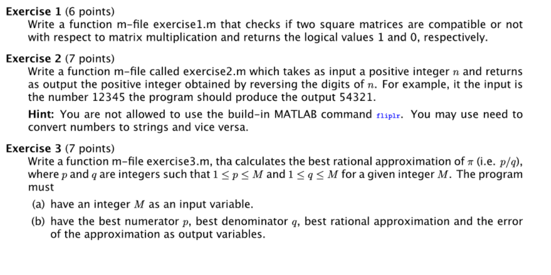 Solved Exercise 2 & 3 : code on Matlab the first exercise | Chegg.com