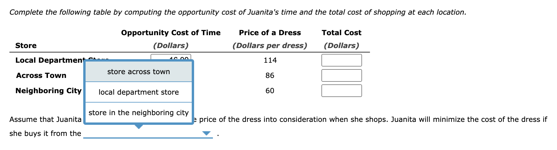 Solved 2. Determining opportunity cost Juanita is deciding | Chegg.com
