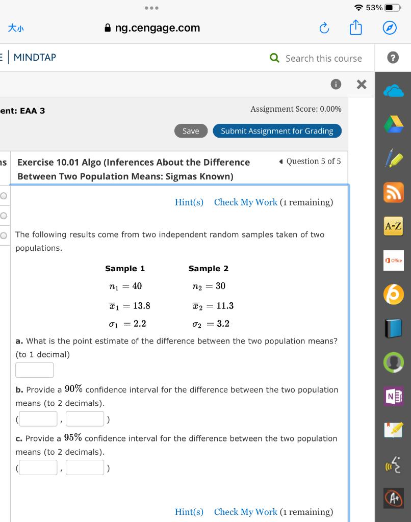 Solved . 53% tin Ang.cengage.com E | MINDTAP Q Search this | Chegg.com