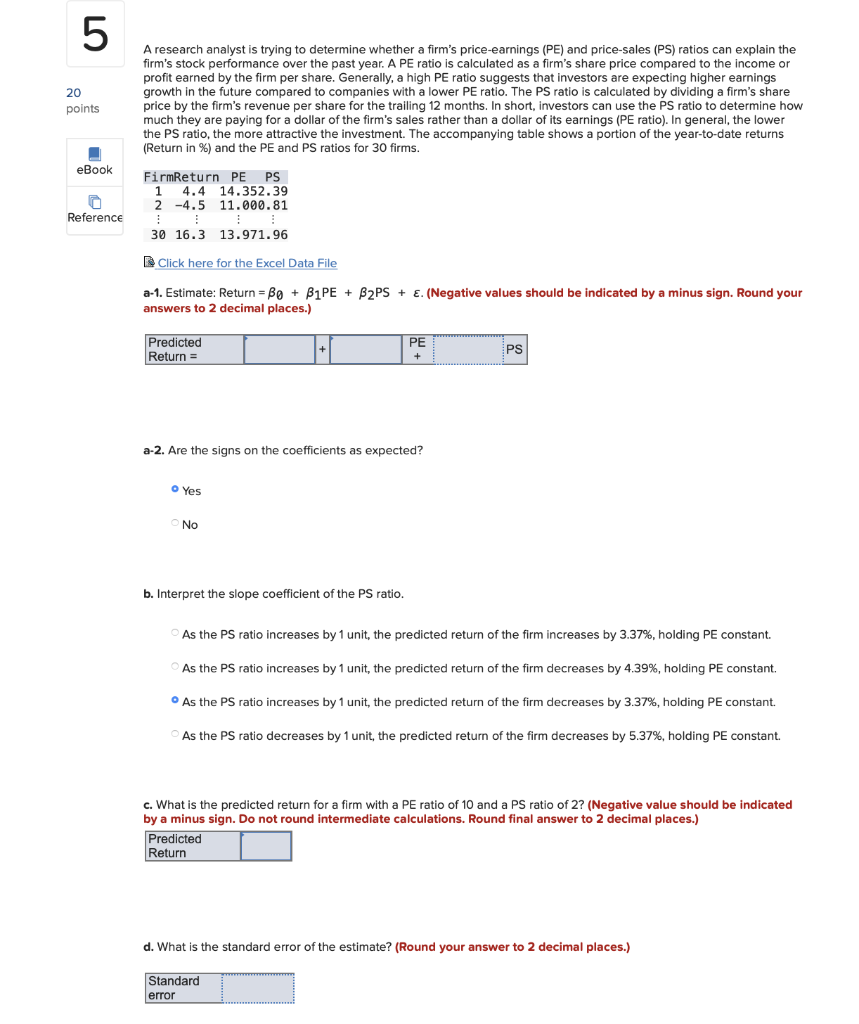 Solved 5 20 points A research analyst is trying to determine | Chegg.com Solved 5 20 points A research analyst is trying to determine | Chegg.com