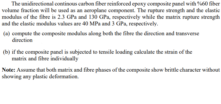 Solved The unidirectional continous carbon fiber reinforced | Chegg.com