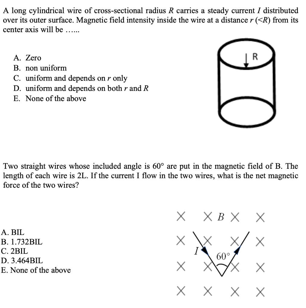 Solved A long cylindrical wire of cross-sectional radius R | Chegg.com