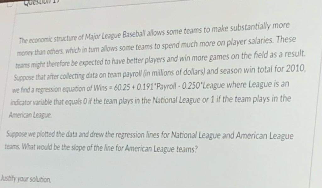 Solved The economic structure of Major League Baseball | Chegg.com