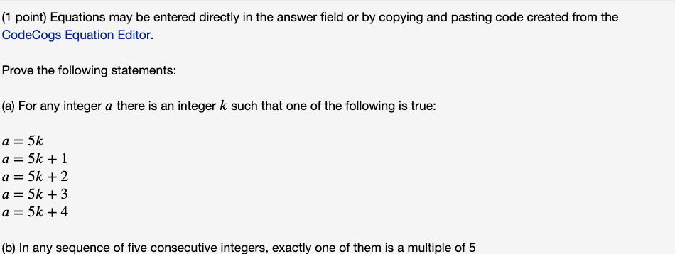 Solved (1 point) Equations may be entered directly in the | Chegg.com
