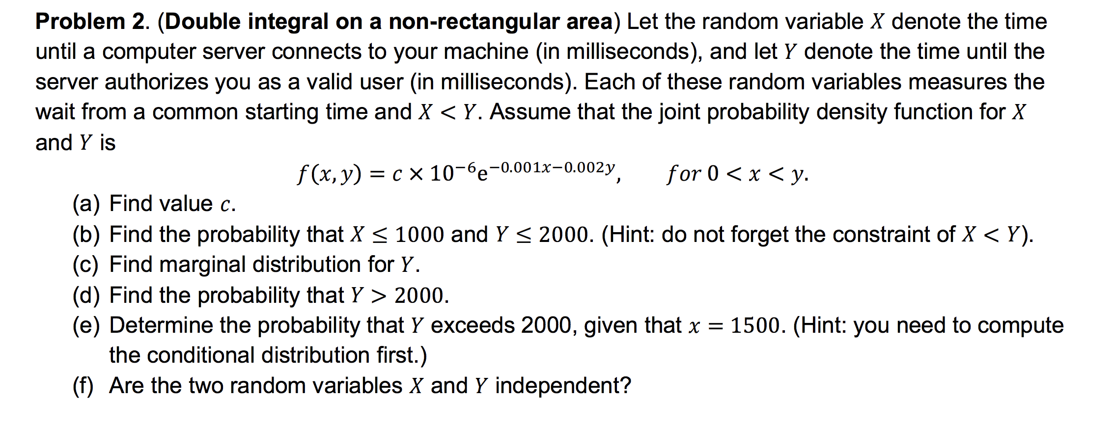 Solved Problem 2. (Double integral on a non-rectangular | Chegg.com