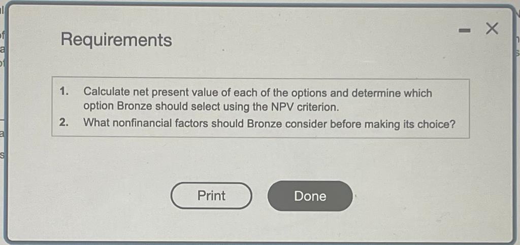 Solved Requirements 1. Calculate net present value of each | Chegg.com