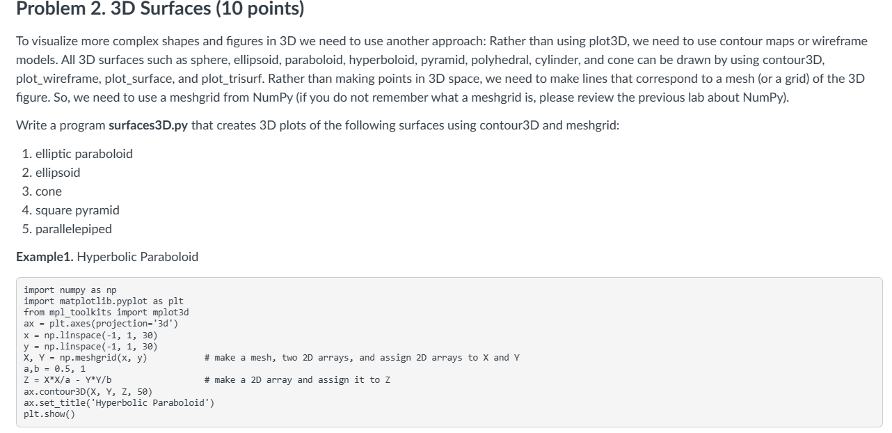 Solved To visualize more complex shapes and figures in 3D we | Chegg.com