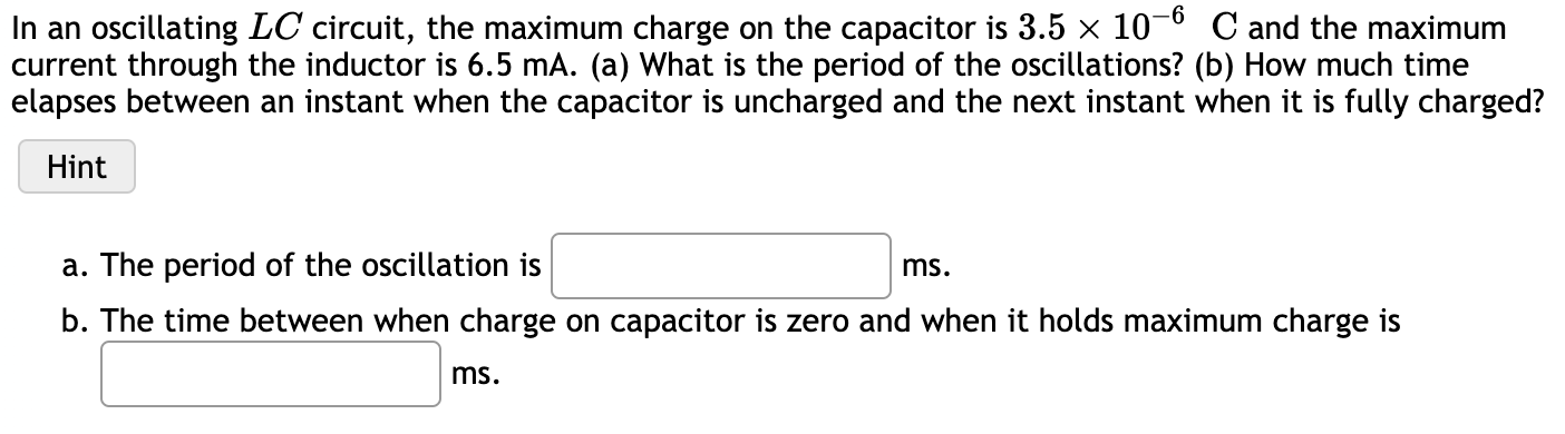 Solved In an oscillating LC circuit, the maximum charge on | Chegg.com