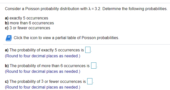 Solved Consider a Poisson probability distribution with a = | Chegg.com