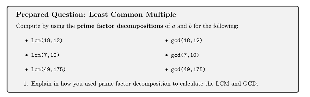Solved Prepared Question: Least Common Multiple Compute by | Chegg.com