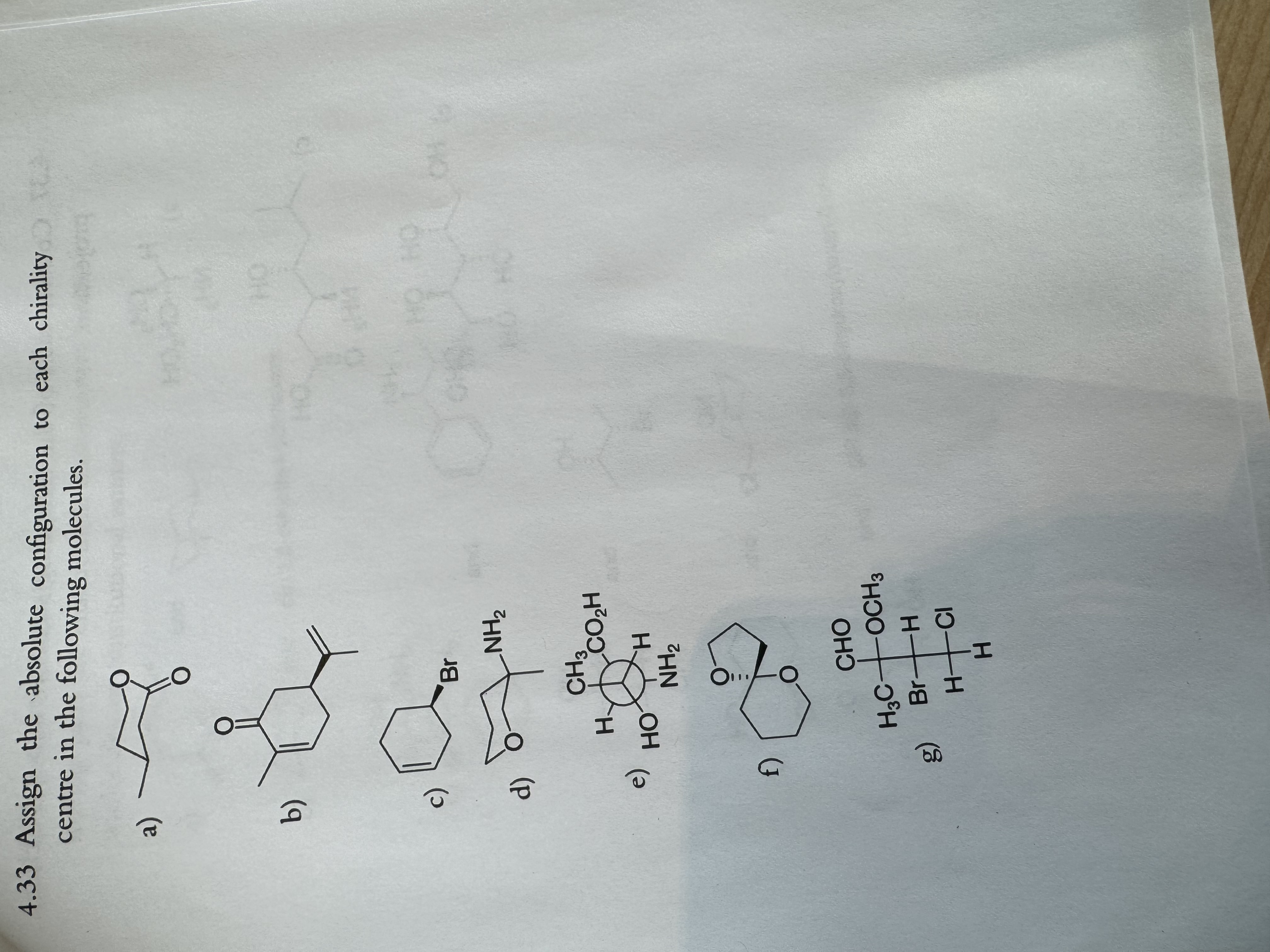 Solved 4.33 ﻿Assign the absolute configuration to each | Chegg.com