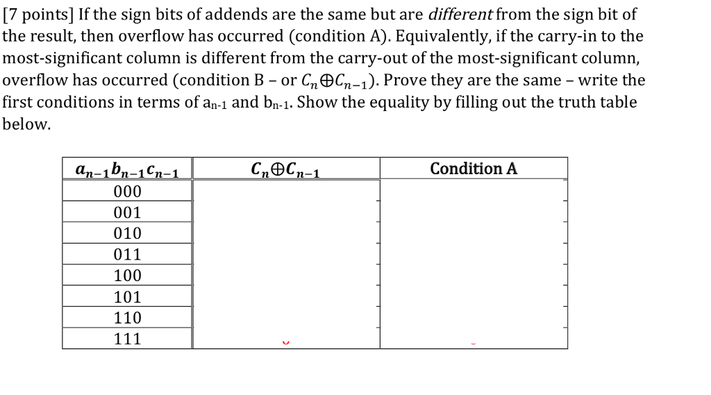 Solved [7 points] If the sign bits of addends are the same | Chegg.com