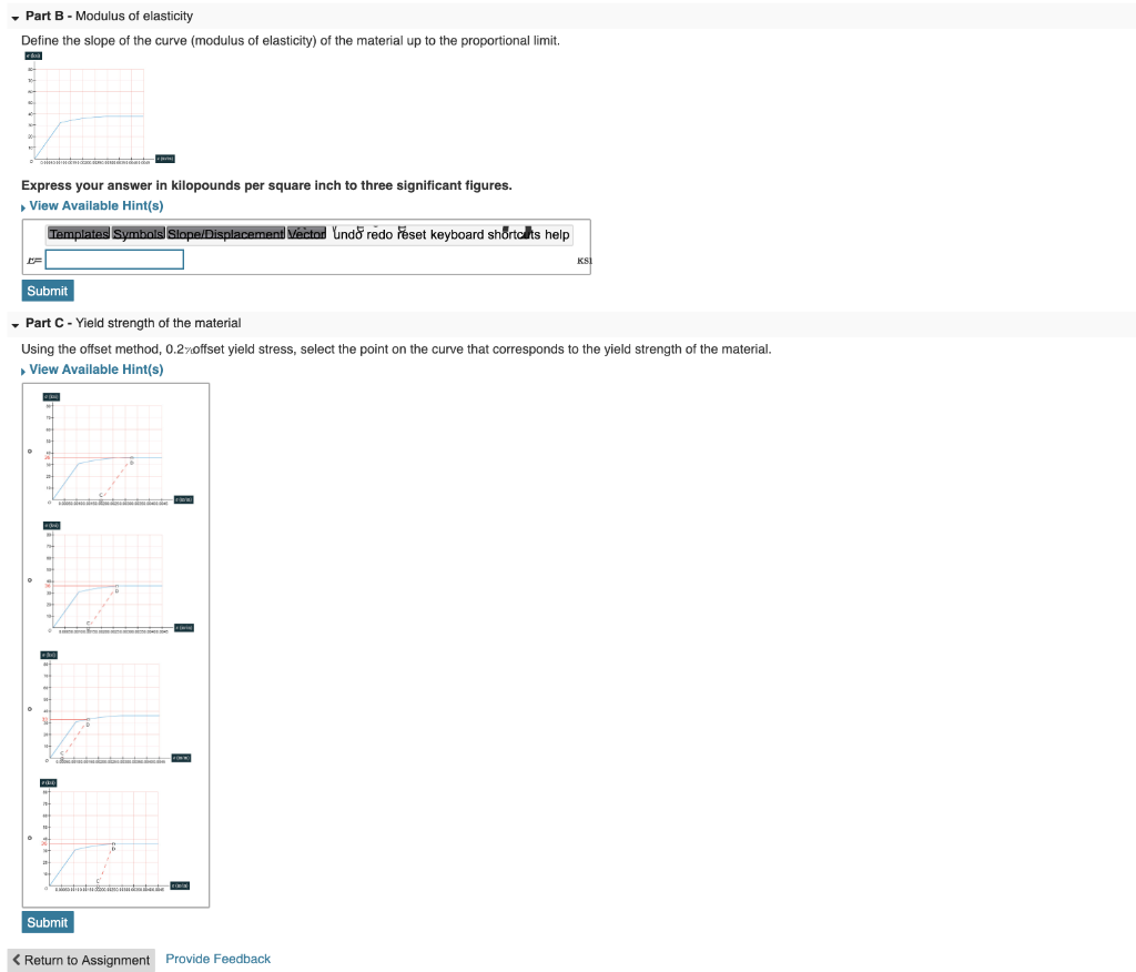 Part B - Modulus elasticity Define the slope of the | Chegg.com