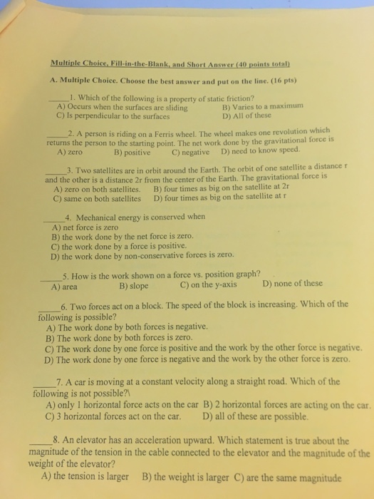 Solved Which of the following is a property of static | Chegg.com