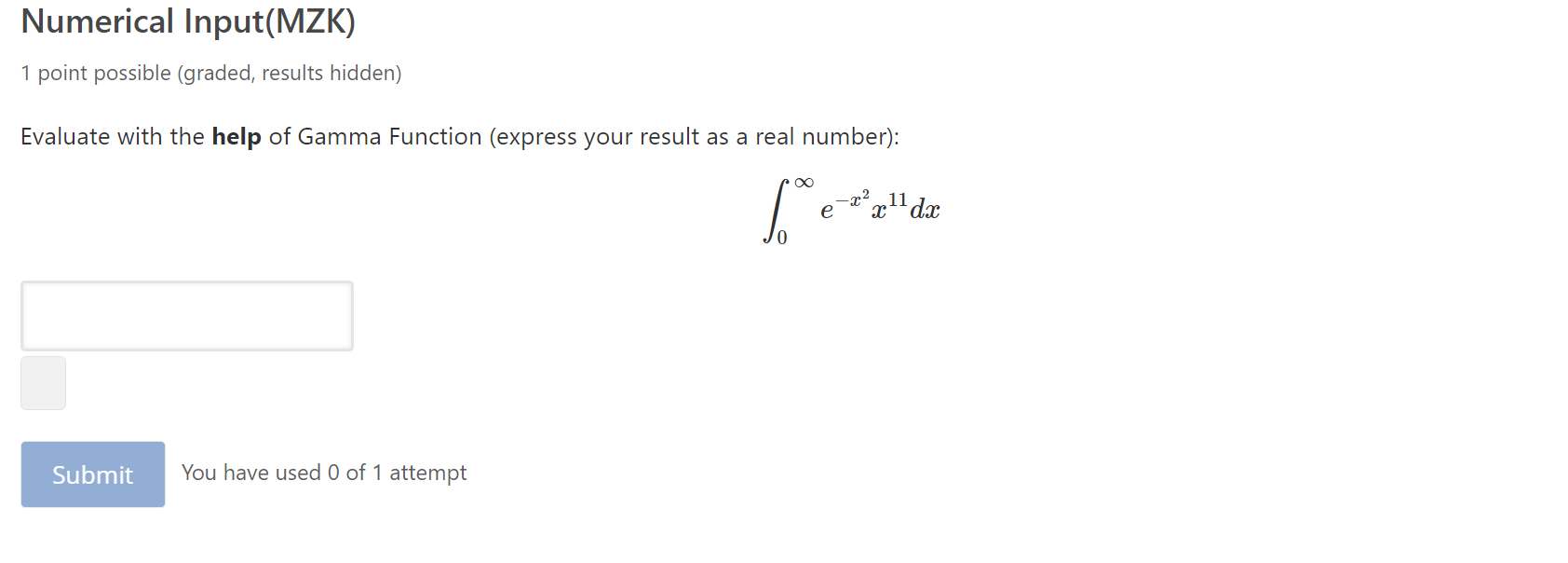 Solved Numerical Input(MZK) 1 point possible (graded, | Chegg.com
