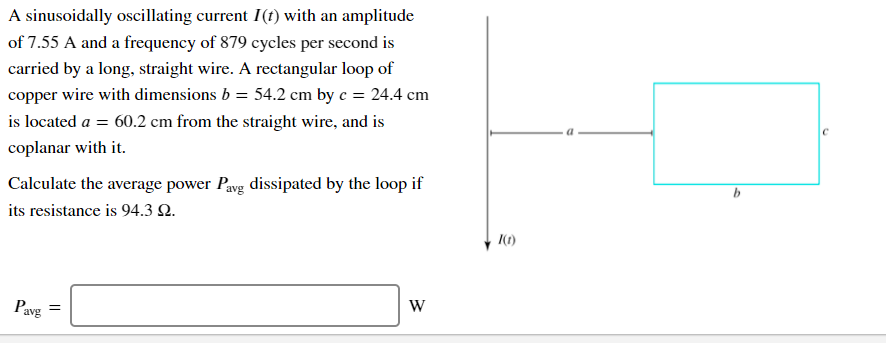Solved A sinusoidally oscillating current I(t) with an | Chegg.com